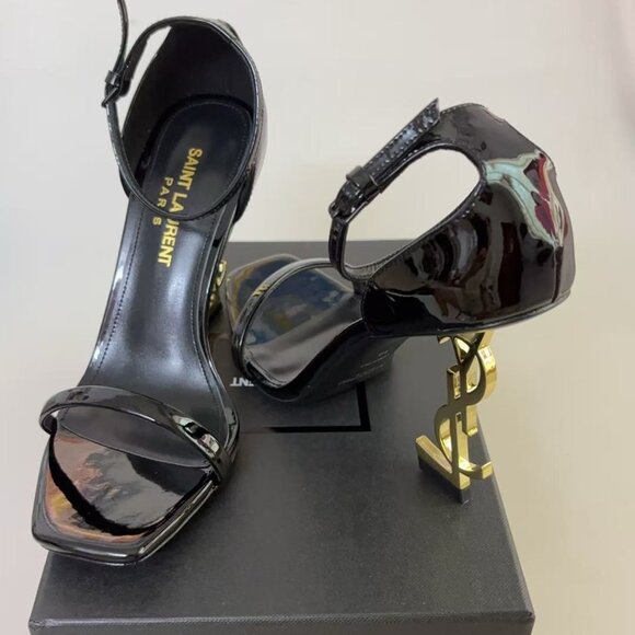 Yves Saint Laurent | Shoes | Ysl Opyum Black Snake Heel Sandals Size 39 ...